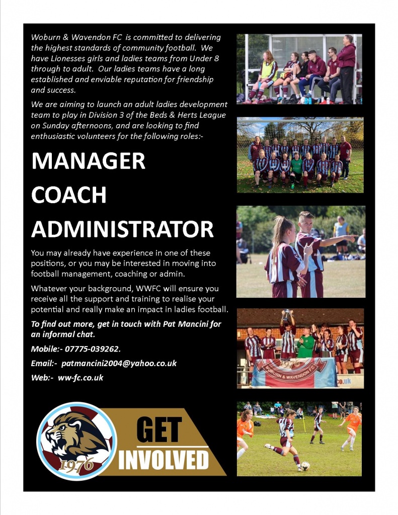 Get Involved! An opportunity to run a new WWFC Women’s team. – Woburn ...